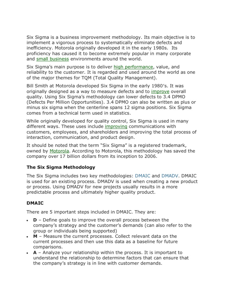 Six Sigma | PDF | Six Sigma | Business