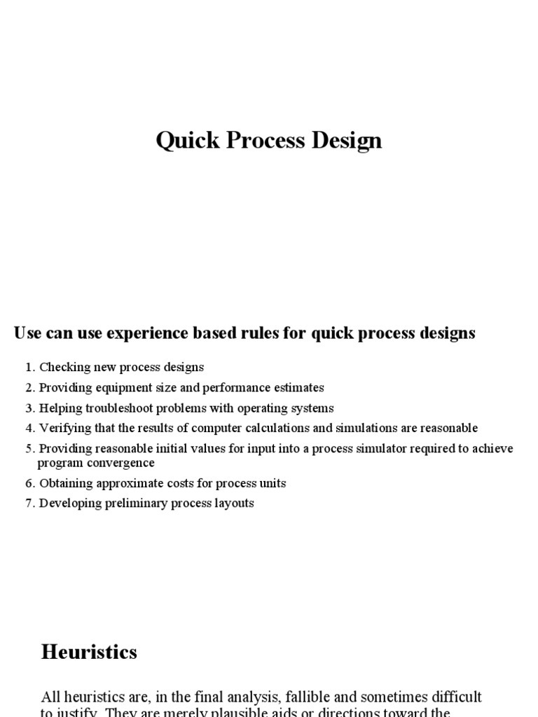 Quick Process Design | PDF | Chemical Reactor | Heat Exchanger