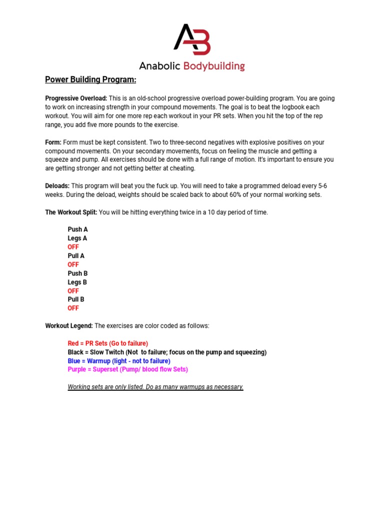 Power Building Program for Strength Gain | PDF | Weight Training ...