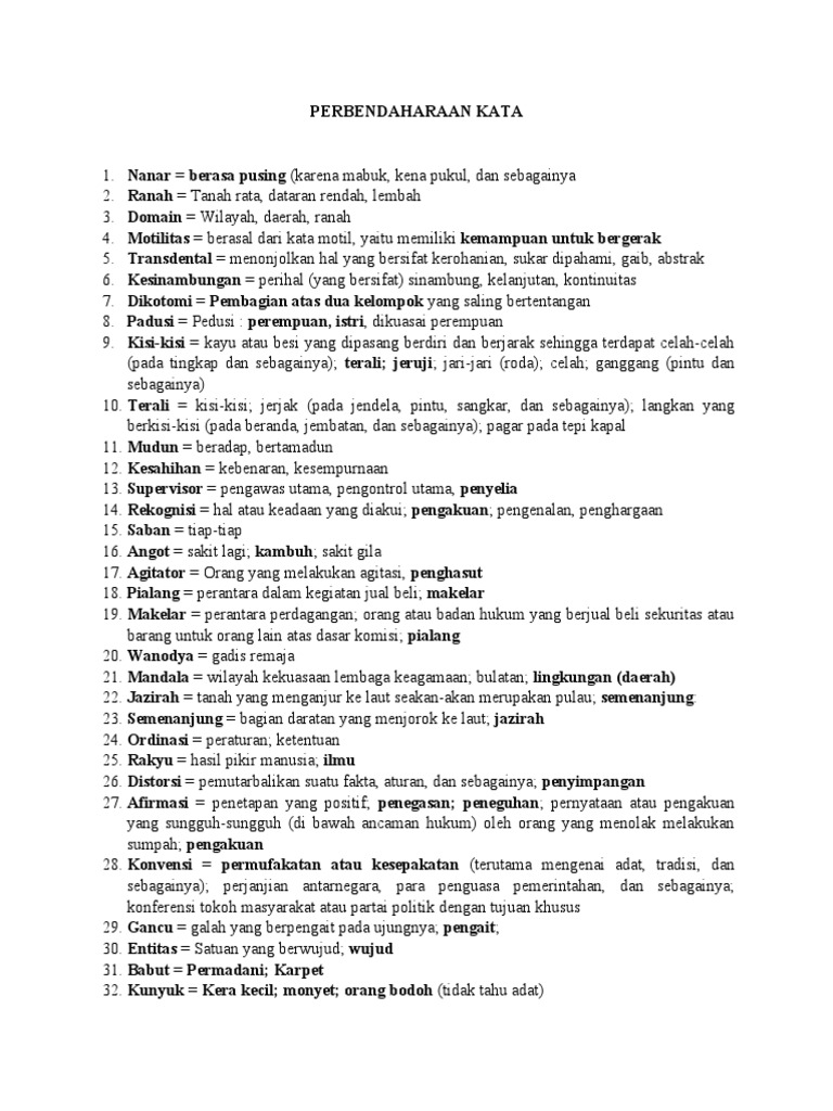 Perbendaharaan Kata (Materi Sinonim, Antonim, Dan Analogi) | PDF