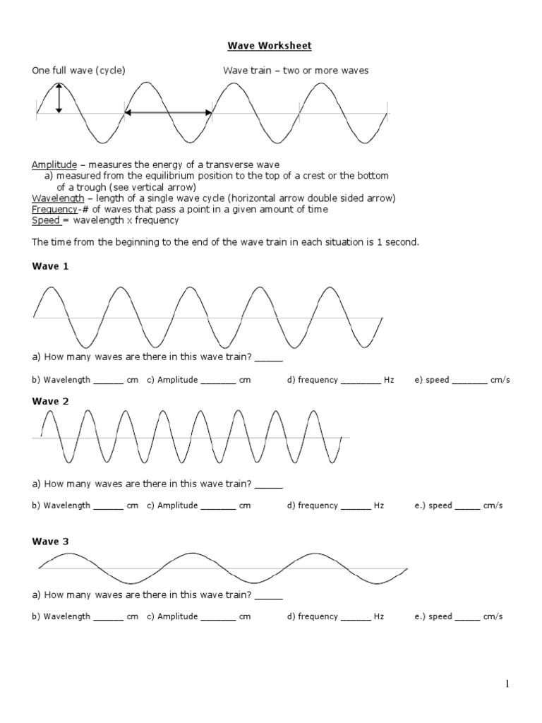 Wave Worksheet | PDF | Waves | Wavelength