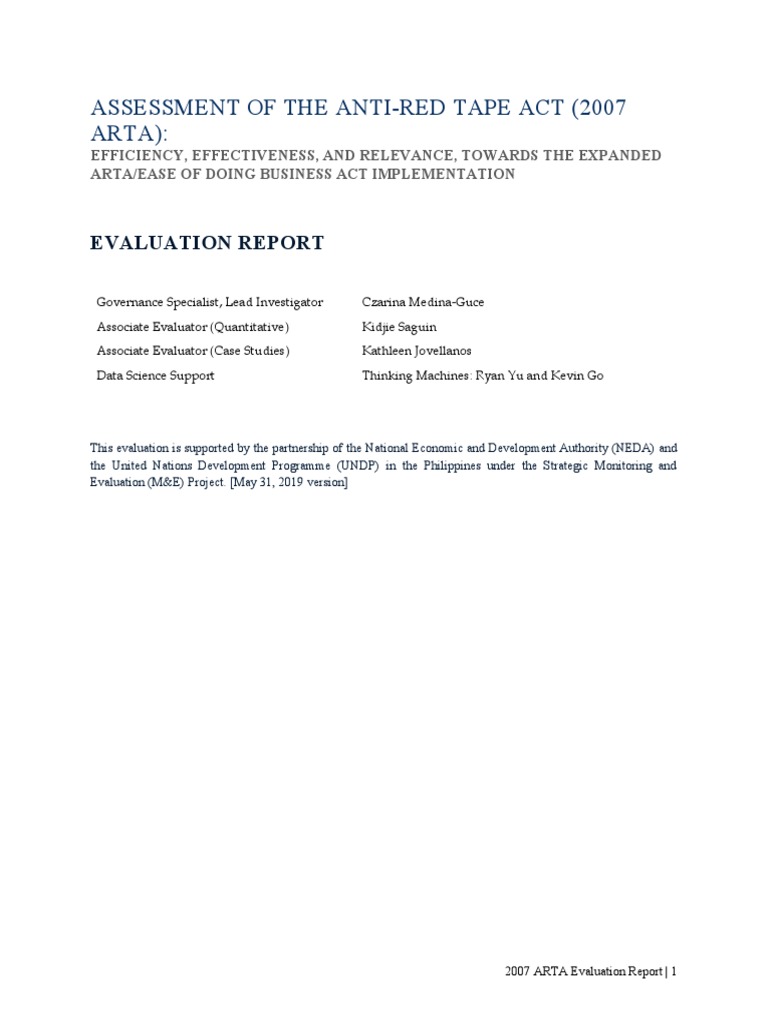 ARTA Evaluation Report - STYLE EDITED - 04282020 | PDF