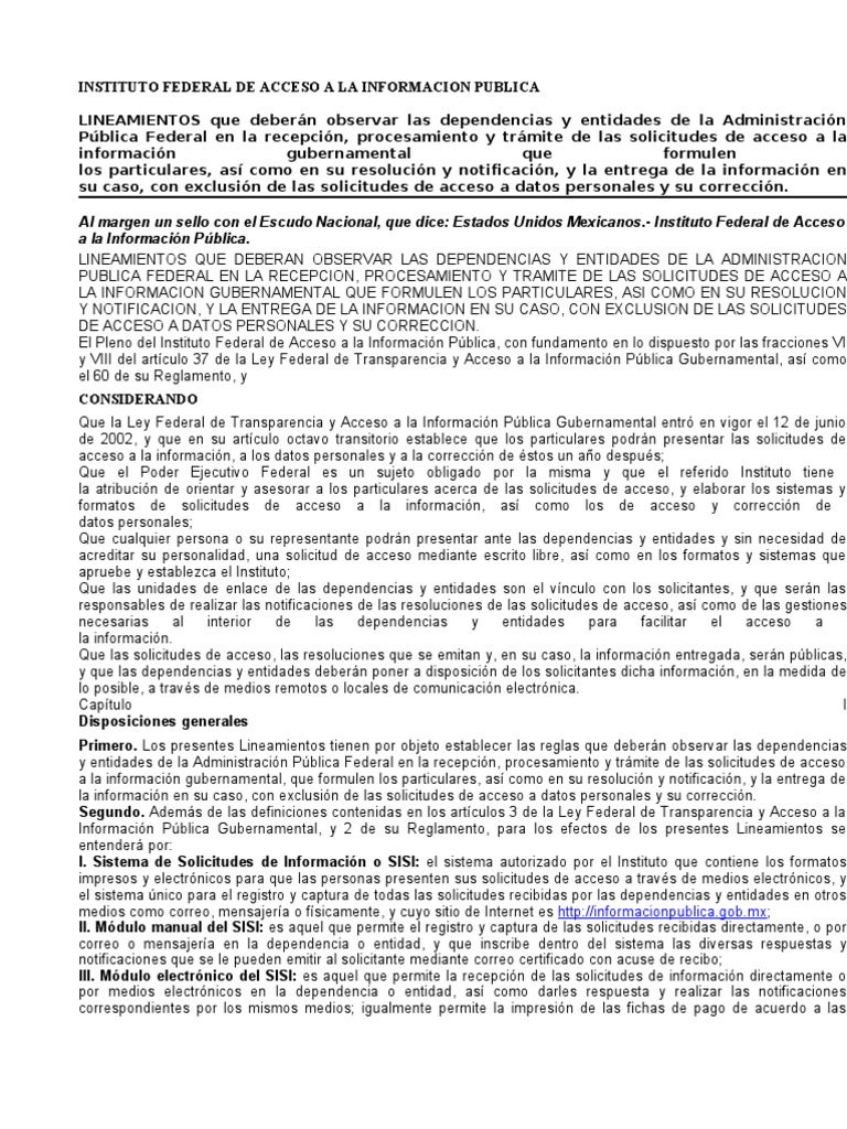 Lineamientos IFAI | PDF | Correo | Internet