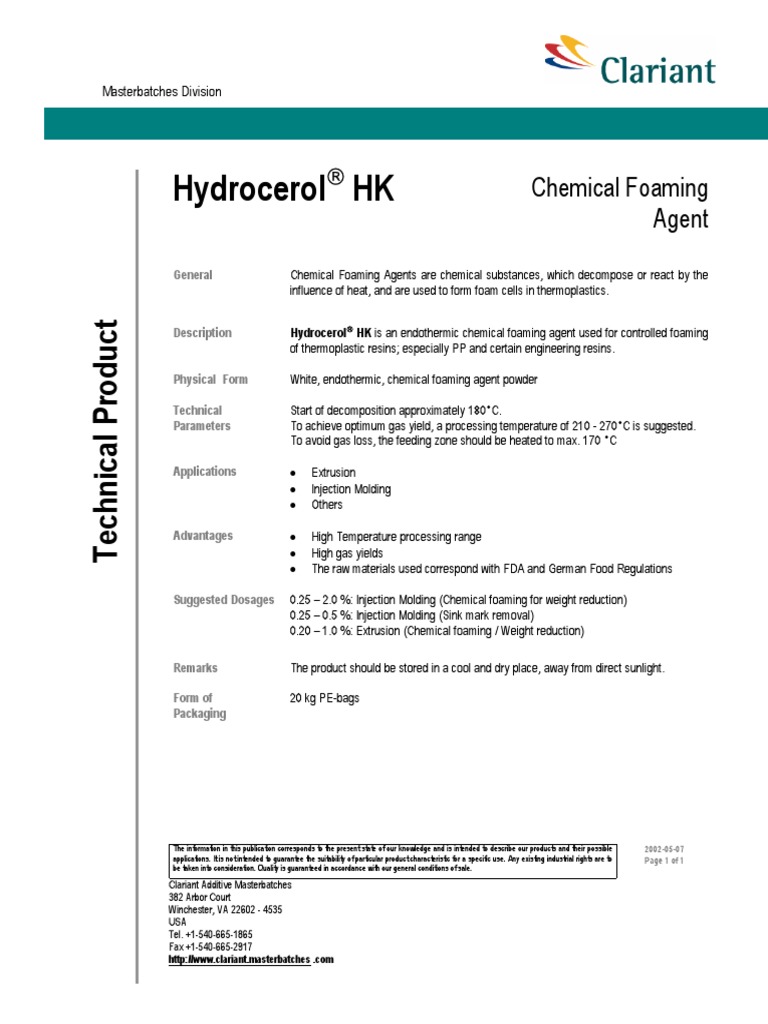 Hydrocerol HK | Download Free PDF | Thermoplastic | Decomposition