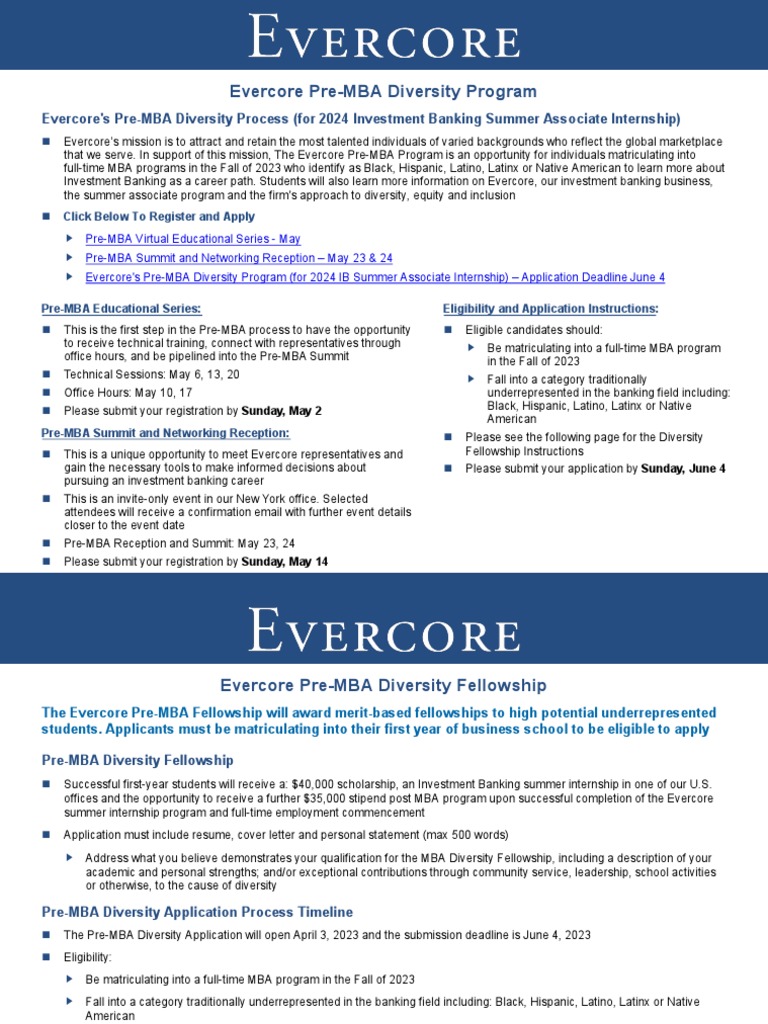 2023 Pre-MBA Diversity Program Flyer | PDF | Master Of Business ...