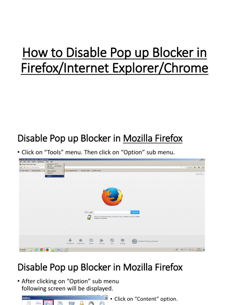 How To Disable Pop Up Blocker | PDF