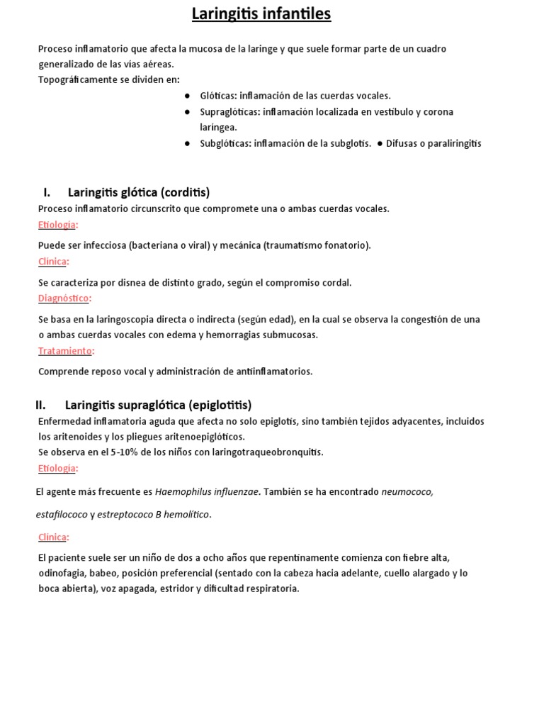 Laringitis Infantiles: Tipos y Tratamientos | PDF | Medicina CLINICA ...