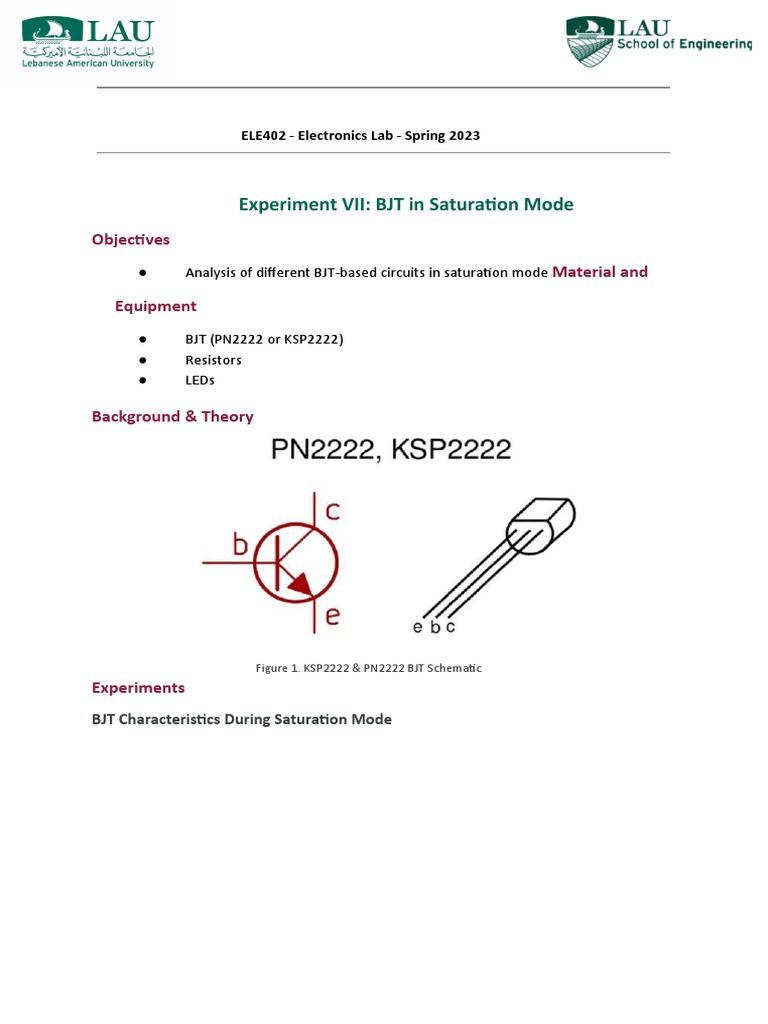 Lab 07 - BJT in Saturation Mode | PDF | Bipolar Junction Transistor ...
