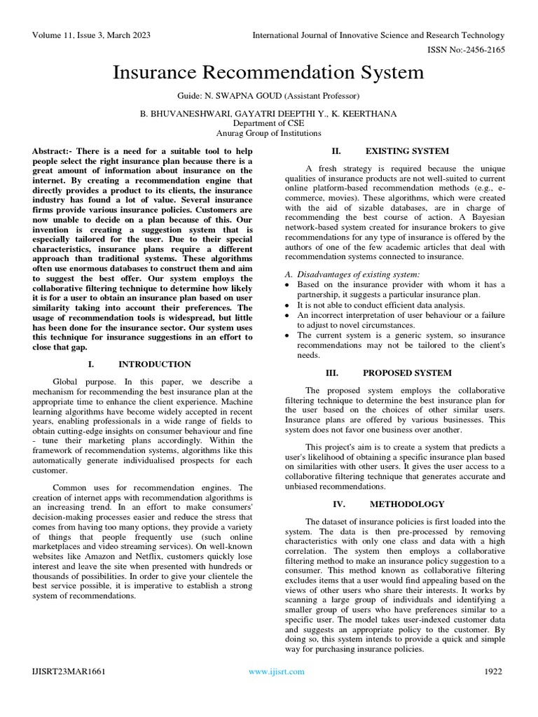 Insurance Recommendation System | PDF | Python (Programming Language ...