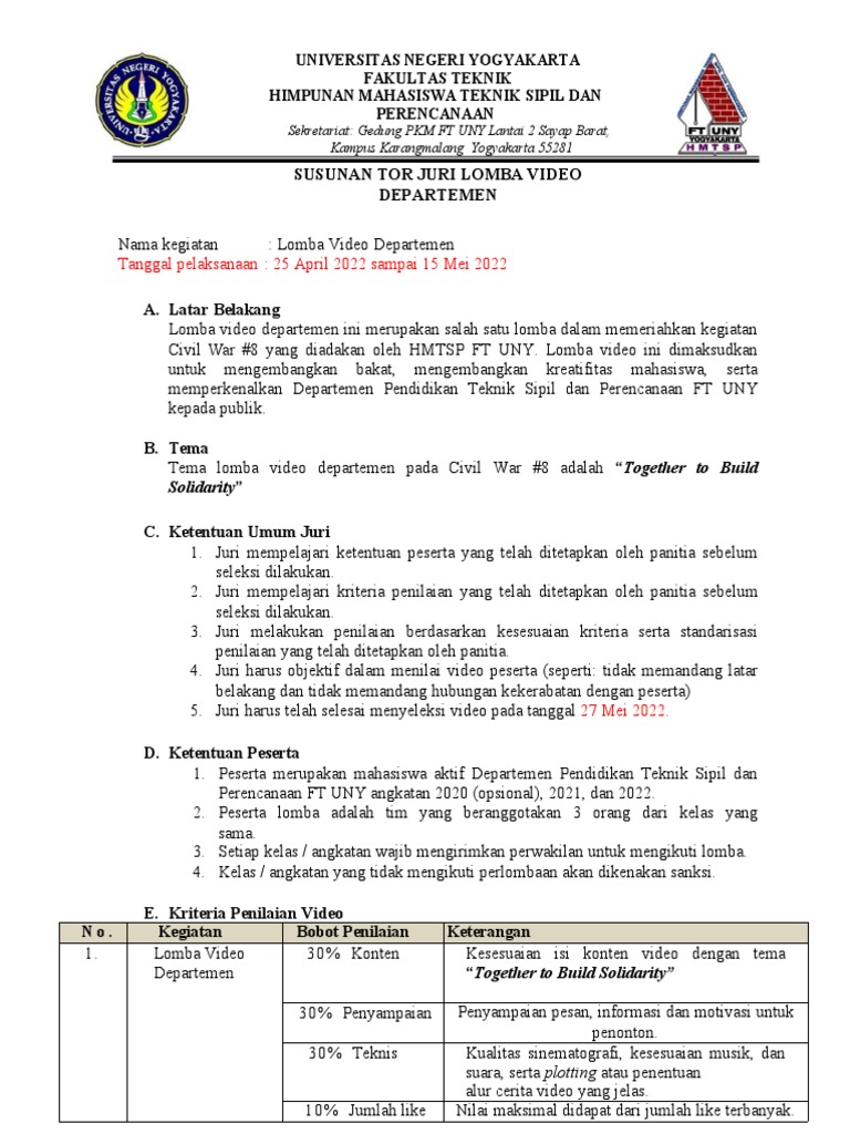 Tor Juri Lomba Video Departemen | PDF