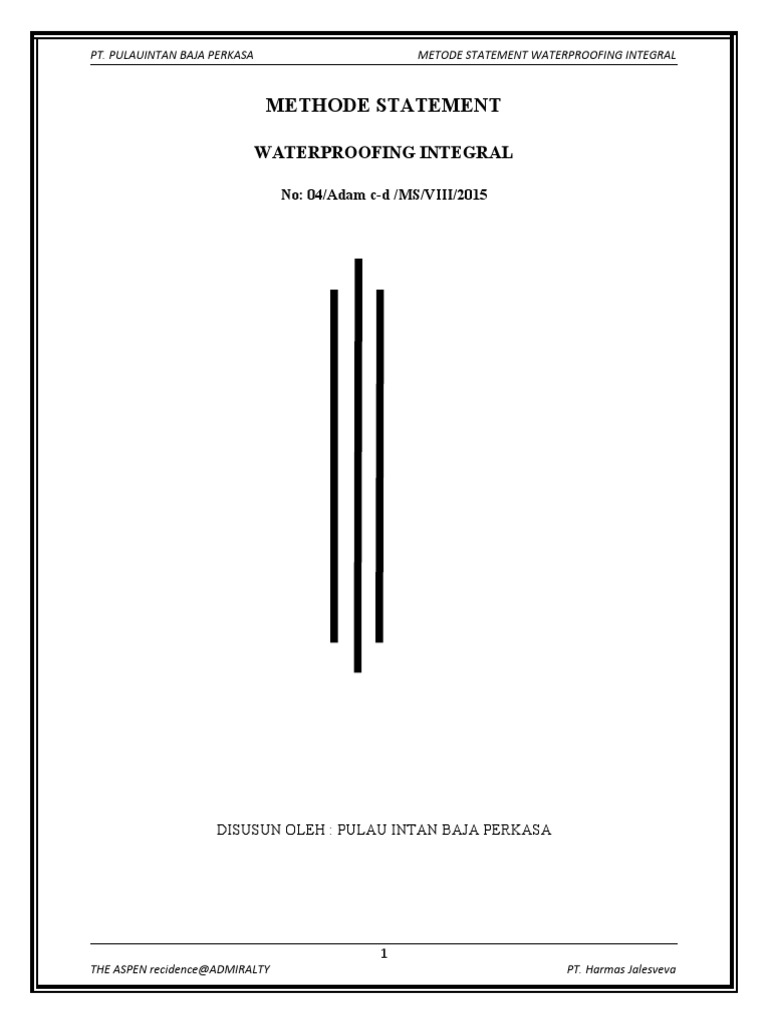 Methode Statement Pelaksanaan Waterproofing Integral | PDF