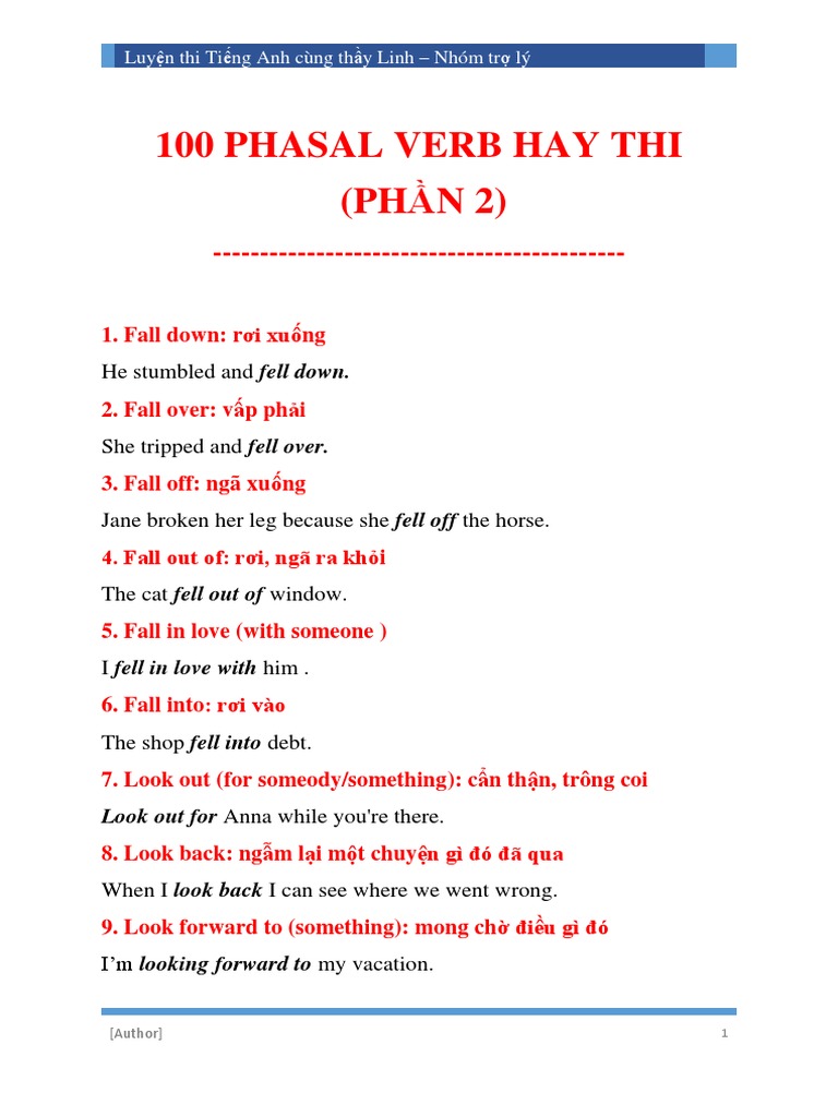 100 Phasal Verb Hay Thi 2 | PDF | Vietnam