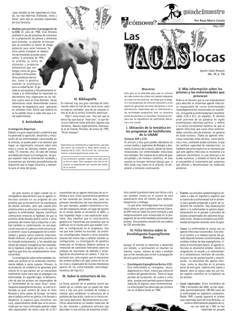 Guía sobre la enfermedad de las vacas locas | PDF | Especialidades ...