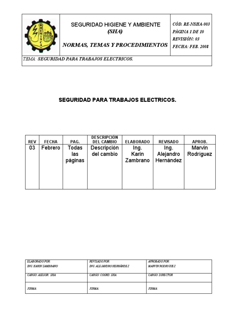 (SHA) Normas, Temas Y Procedimientos: Seguridad Higiene Y Ambiente | PDF