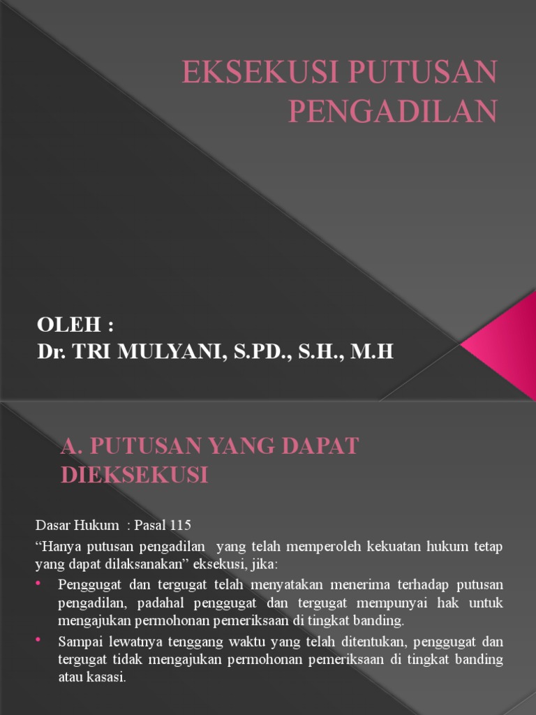 Eksekusi Putusan Pengadilan | PDF