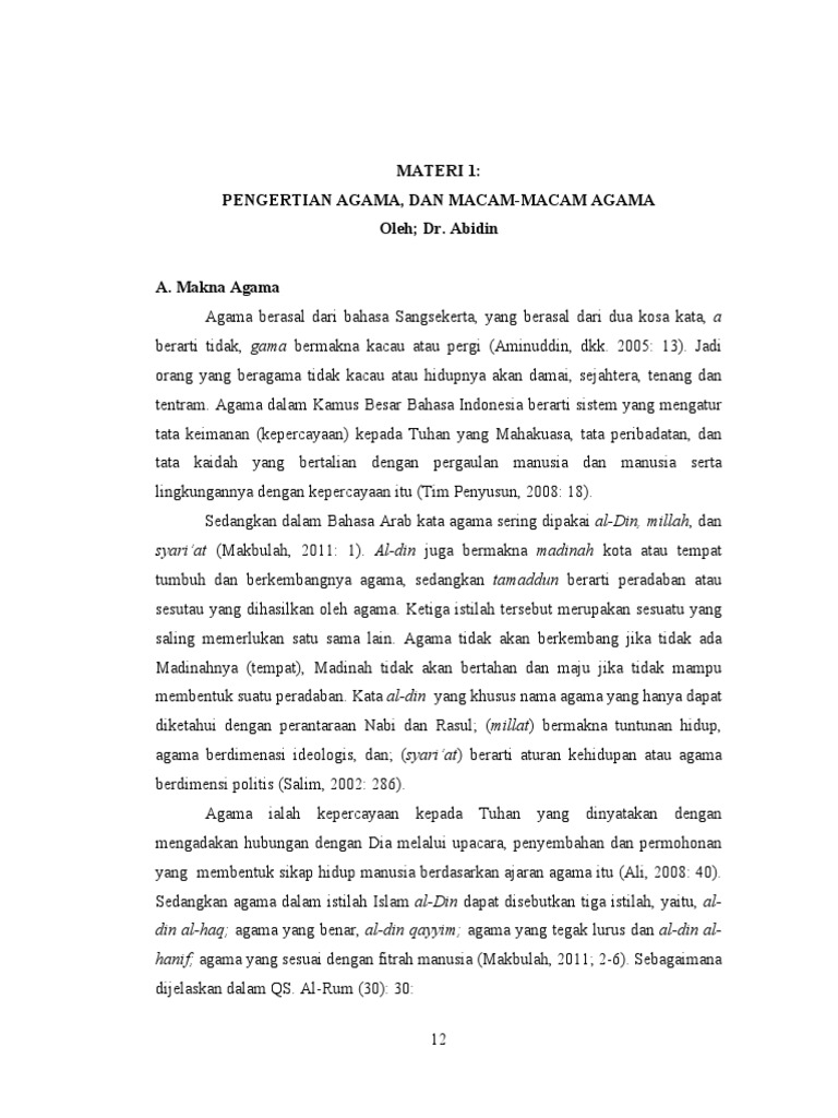 Pengertian Dan Macam Agama | PDF