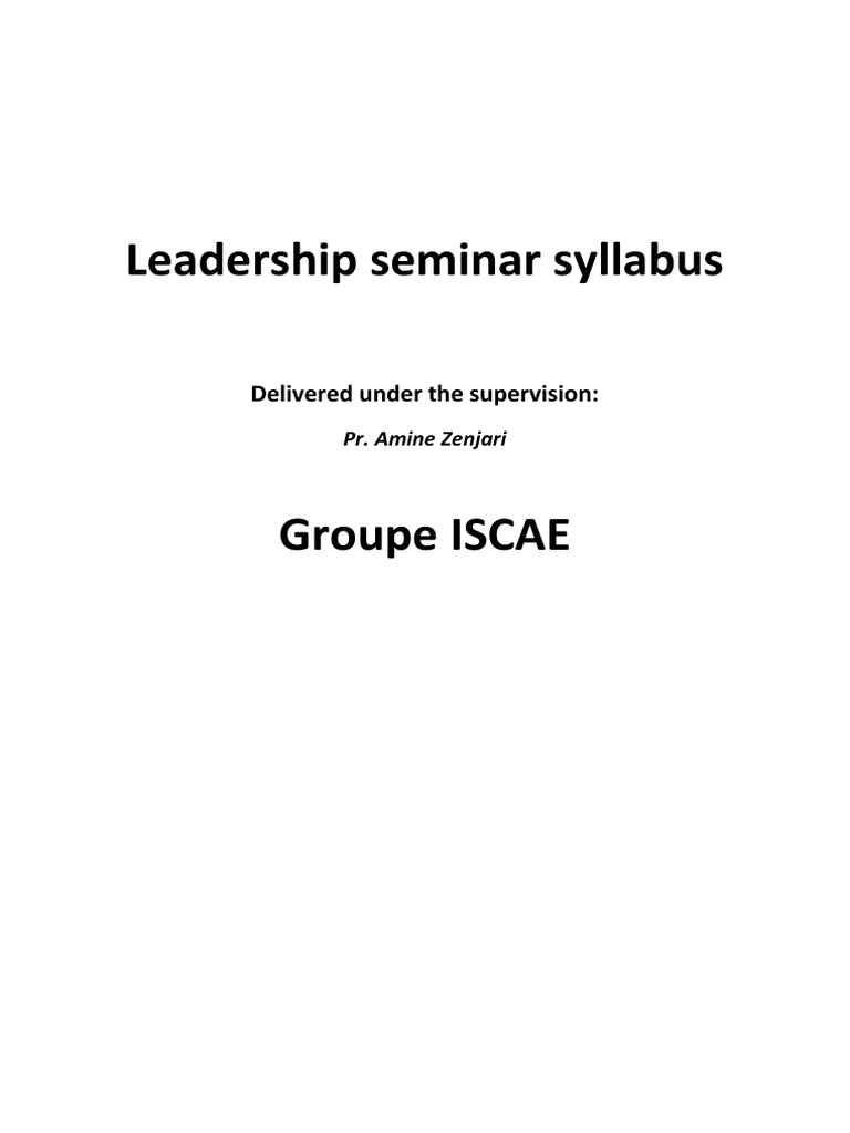 Leadership Seminar Syllabus Overview | PDF | Leadership | Theory