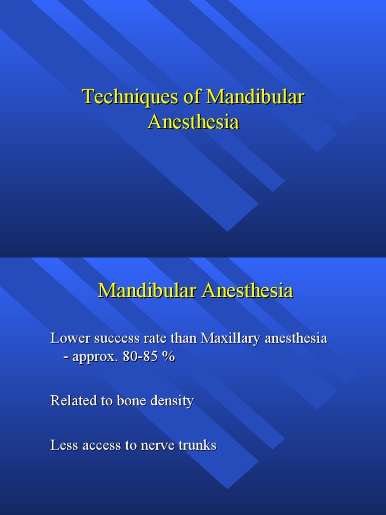 Techniques of Mandibular Anesthesia | PDF