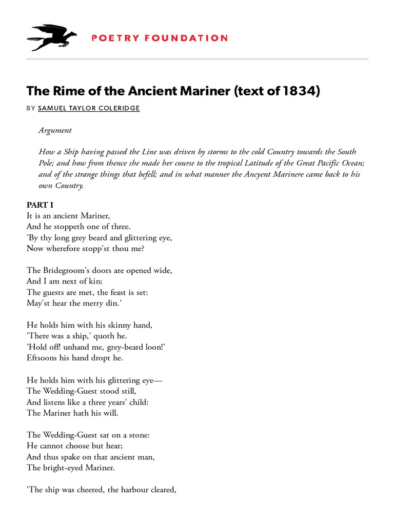 The Rime of The Ancient Mariner (Text of 1834) by - Poetry Foundation | PDF