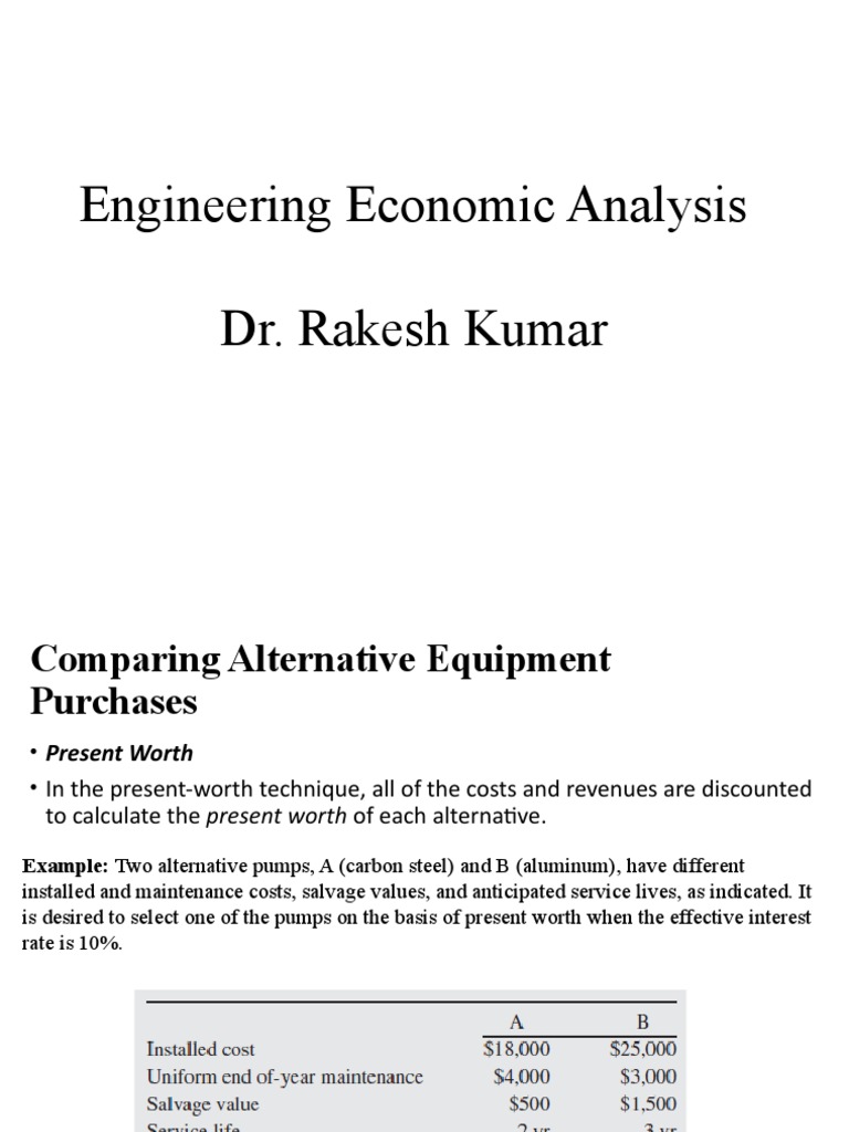 Engineering Economic Analysis Dr. Rakesh Kumar | PDF | Depreciation | Present Value