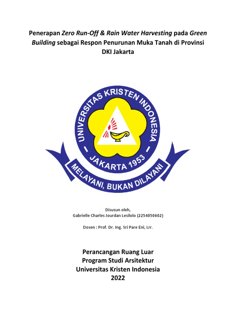 Penerapan Zero Run-Off & Rain Water Harvesting Pada Green Building ...
