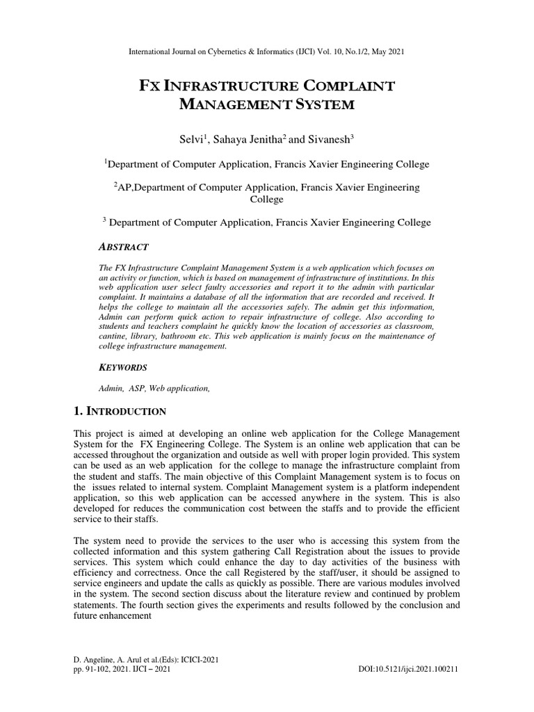 FX Infrastructure Complaint Management System | Download Free PDF ...