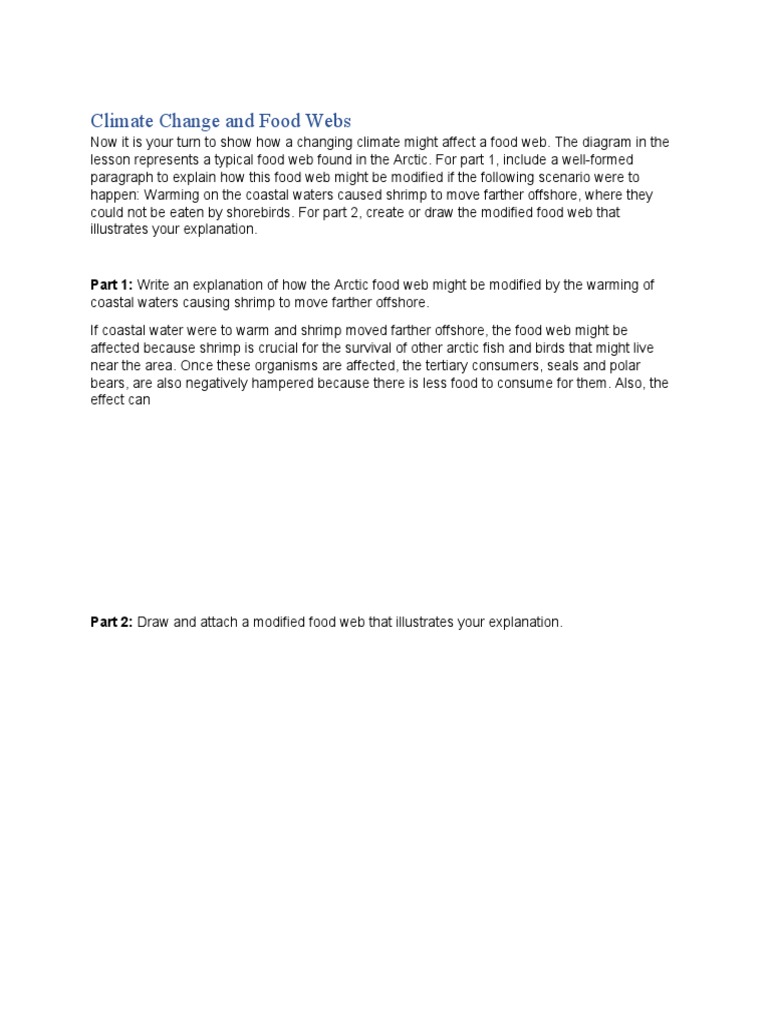 Climate Change Food Webs Worksheet | PDF