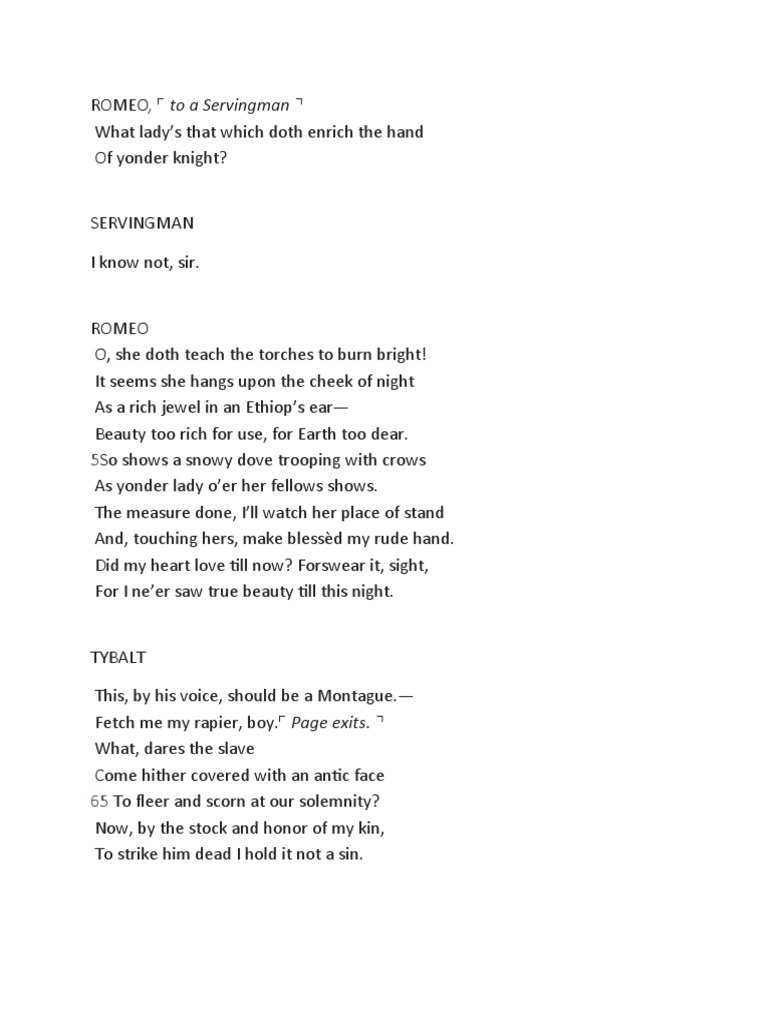 Ballroom Scene Rough Script | PDF | Characters In Romeo And Juliet
