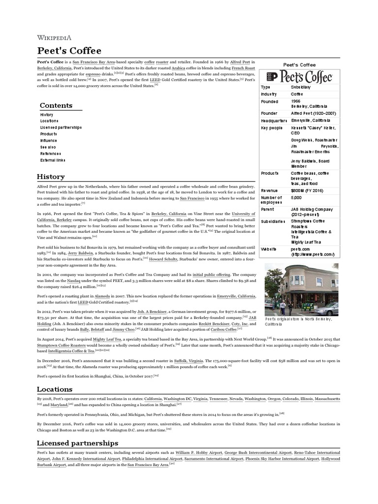 Peet's Coffee - Presentation | PDF | Coffee | Drink