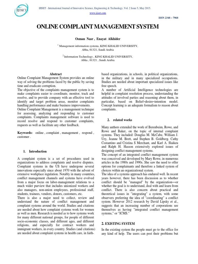 Online Complaint Management System | PDF | Computing
