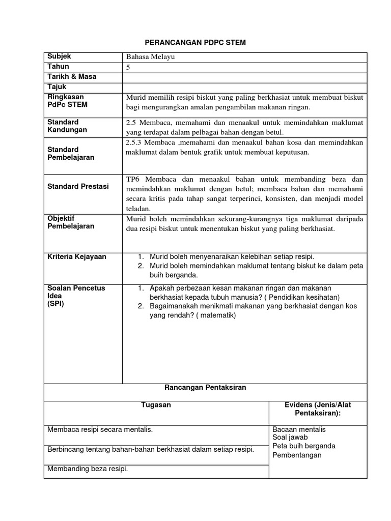 02 RPH PBL T5 Bahasa Melayu | PDF