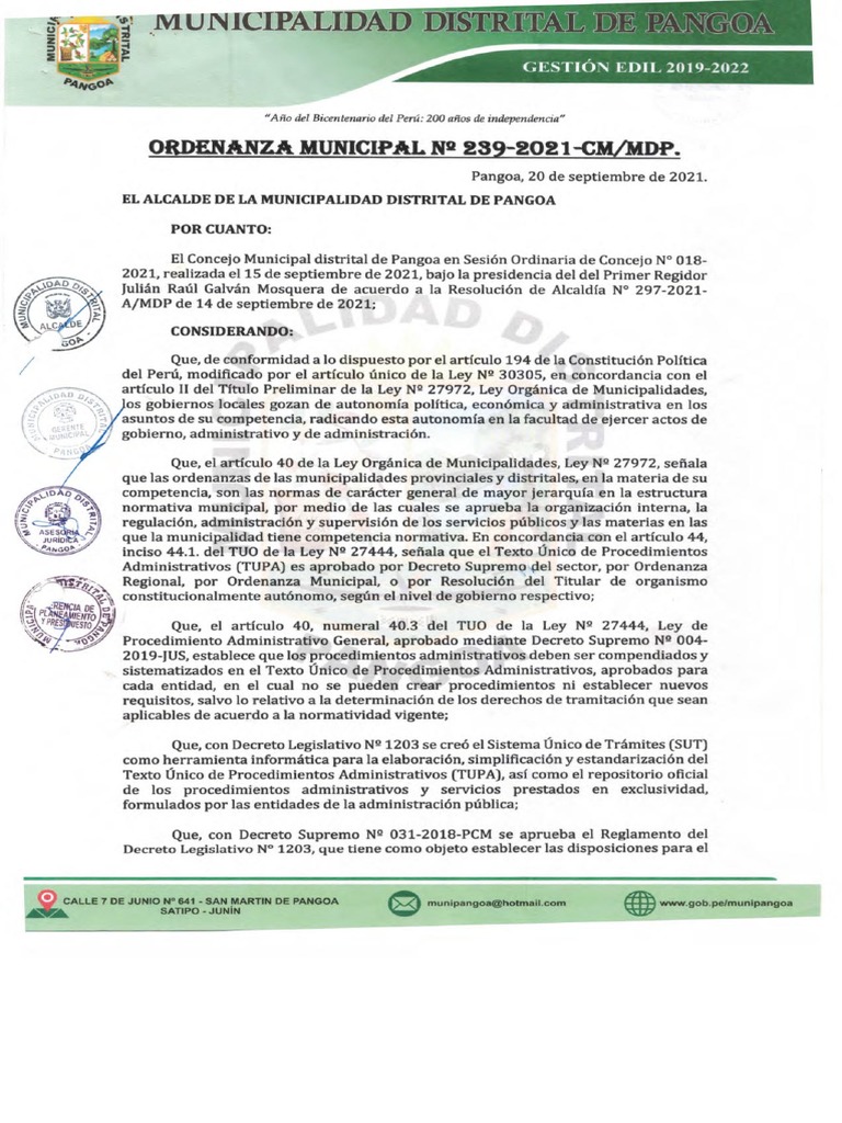 Tupa 2021 PDF | PDF | Administración Pública | Gobierno local