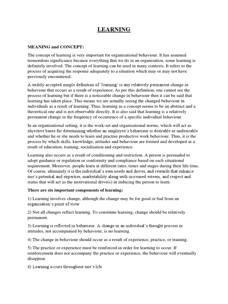 LEARNING | Download Free PDF | Learning | Behaviorism