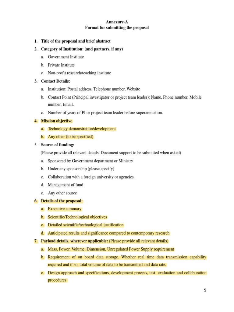 Proposal Submission Format Guidelines | PDF | Laboratories | Data