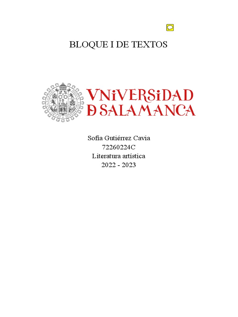 Bloque I de Textos: Sofía Gutiérrez Cavia 72260224C Literatura Artística 2022 - 2023 | PDF ...