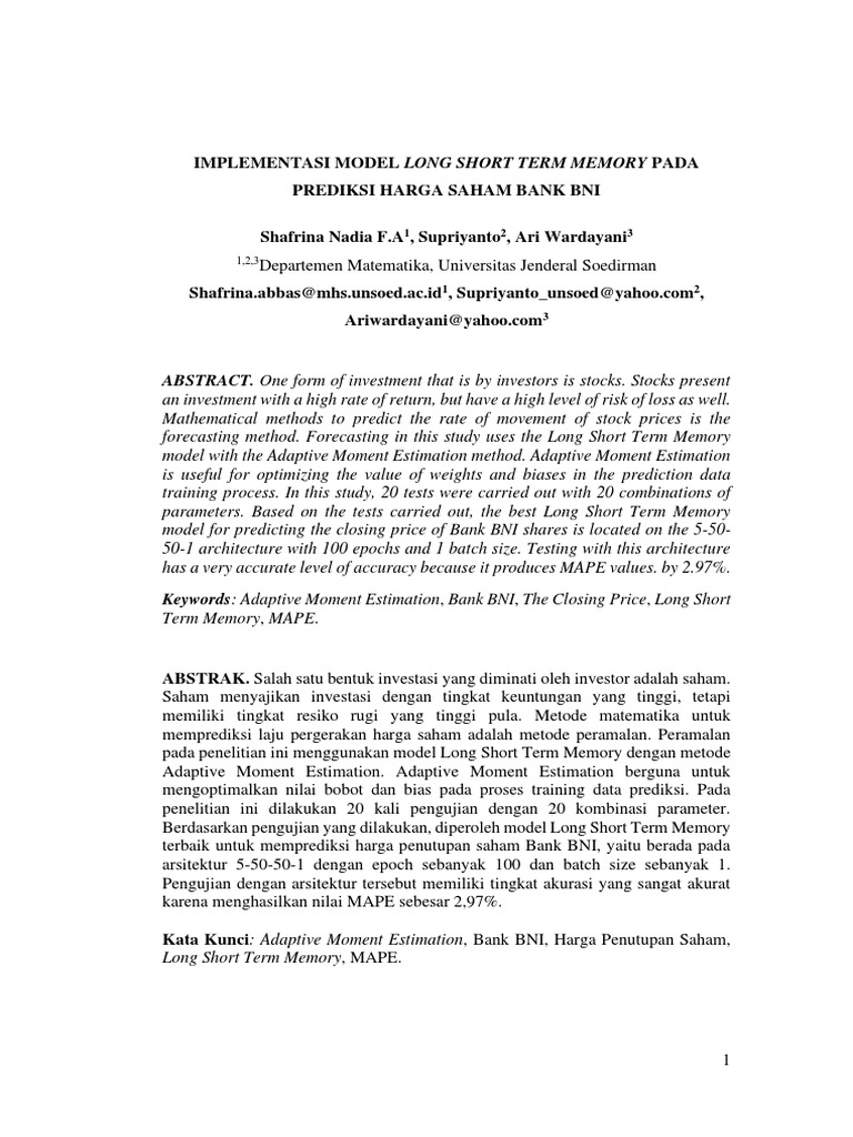 Implementasi Model Long Short Term Memory Pada Prediksi Harga Saham ...