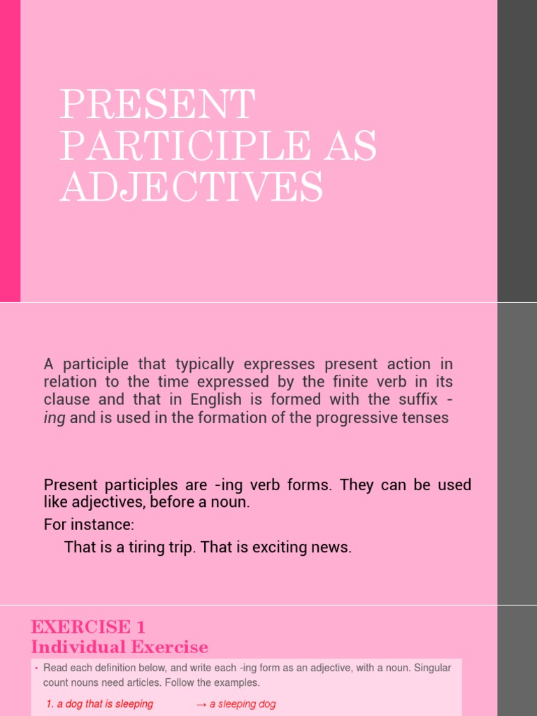 Present Participles as Adjectives | PDF
