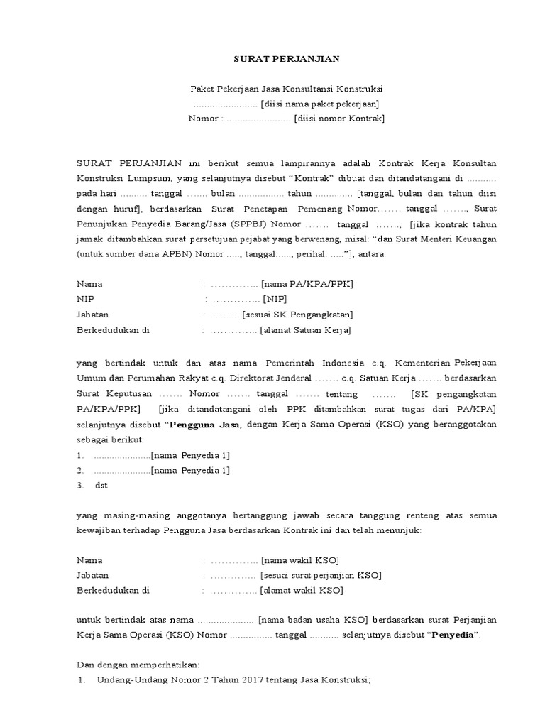 FORMAT KONTRAK KSO 2o17 - nOW | PDF