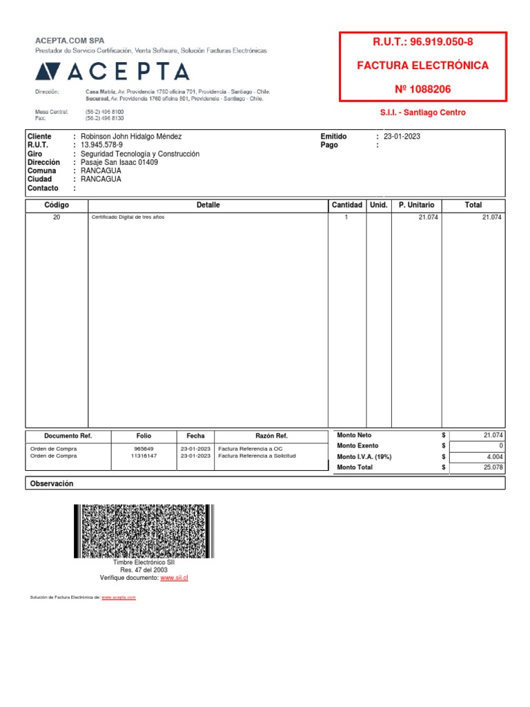 Factura Certificado Digital | PDF