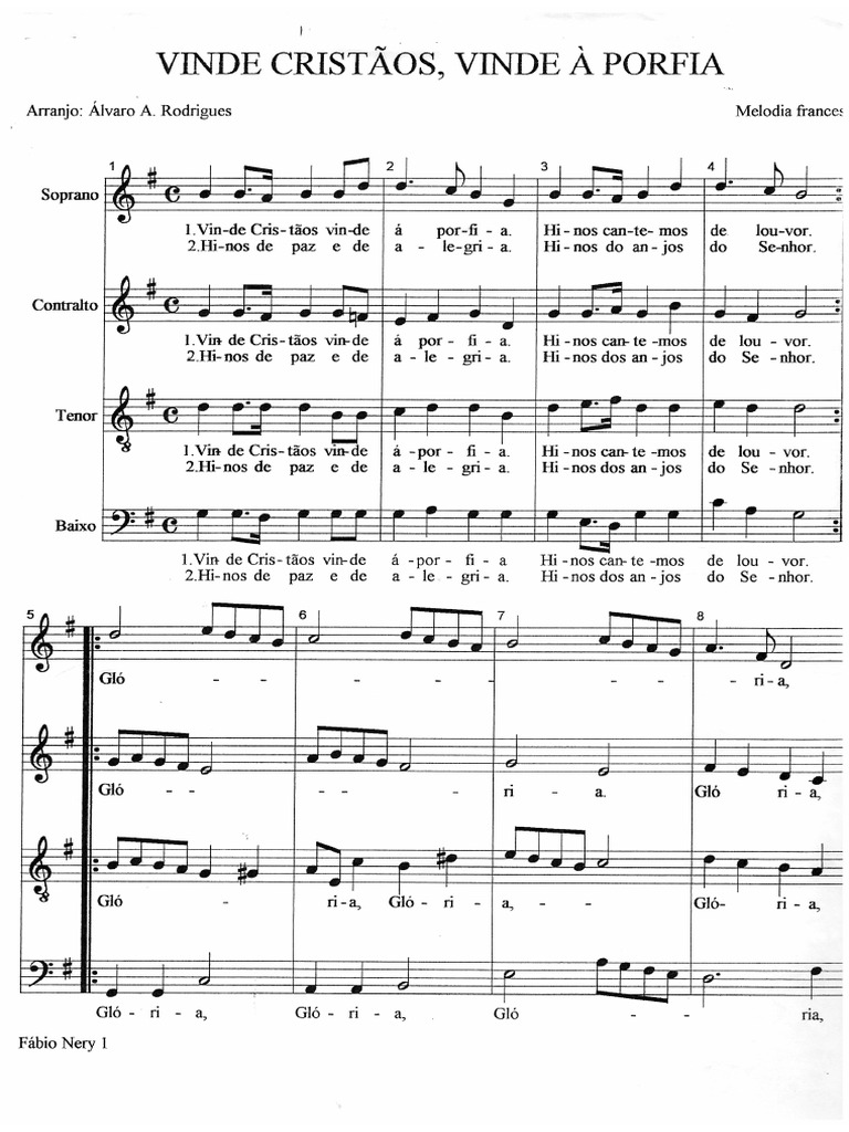 Vinde Cristão Vinde Á Porfia (Partitura Coral) | PDF