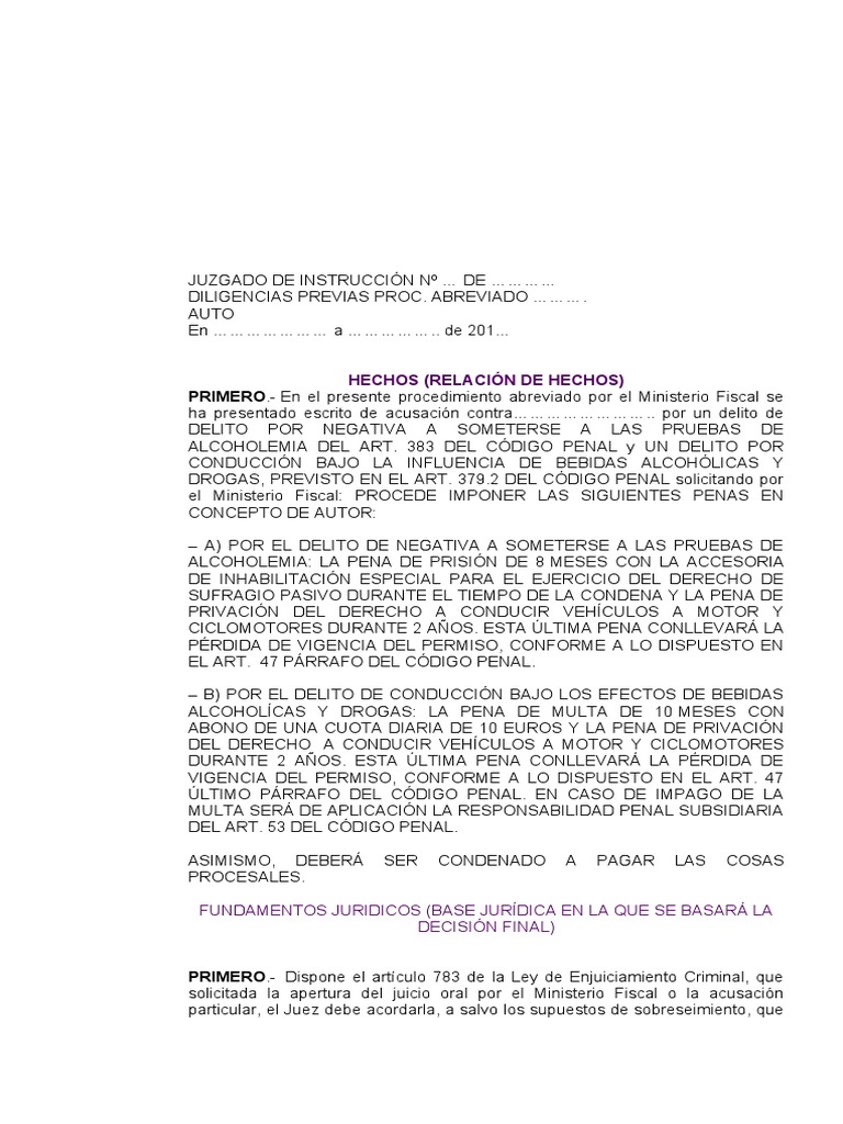 Ejemplo de Auto | PDF | Castigos | Derecho penal