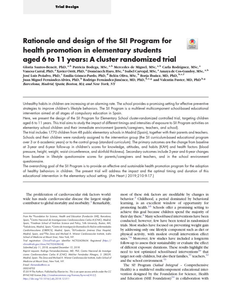 Rationale and Design of The SI! Program For Health Promotion in ...