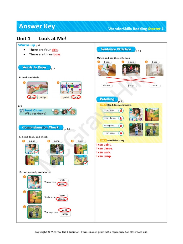 Wonder Skills Studentbook AnswerKey - Starter 1 | PDF