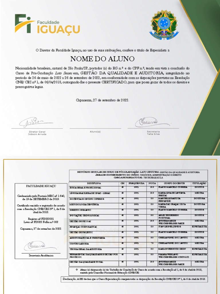 Certificado de Especialização em Gestão | PDF | Pós-graduação