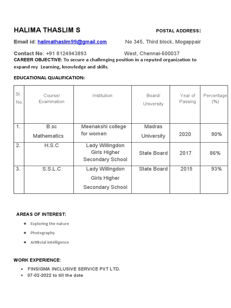 Halima Resume Updated | PDF | Cognitive Science | Behavior Modification