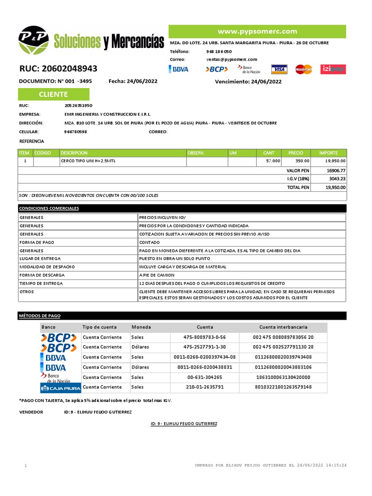 Cotizacion | PDF | Business | Bancario