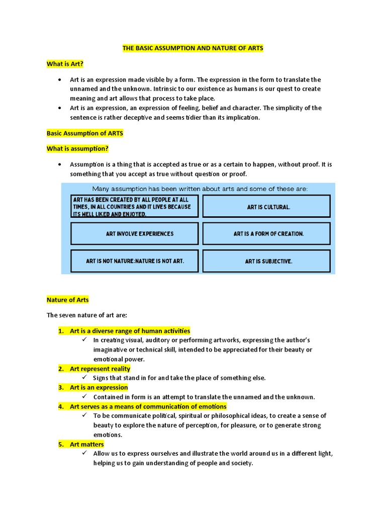 The Fundamentals of Art: Defining Art, Exploring its Basic Assumptions and Diverse Nature ...