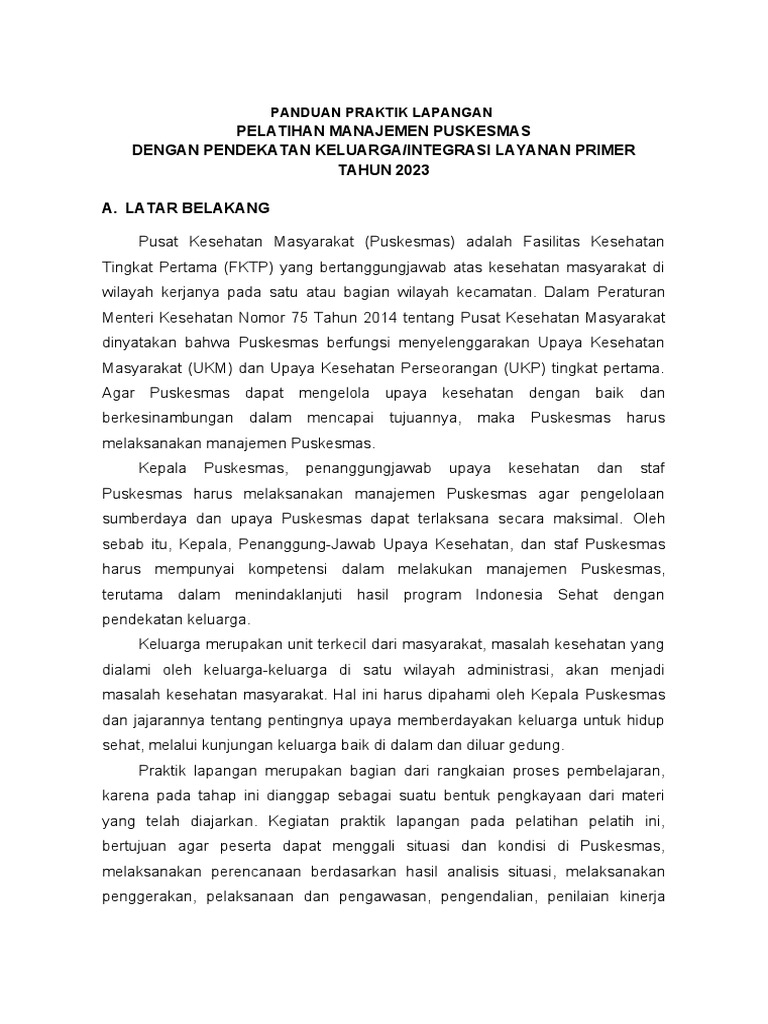 Panduan PKL MP Angki Bapelkesmas | PDF
