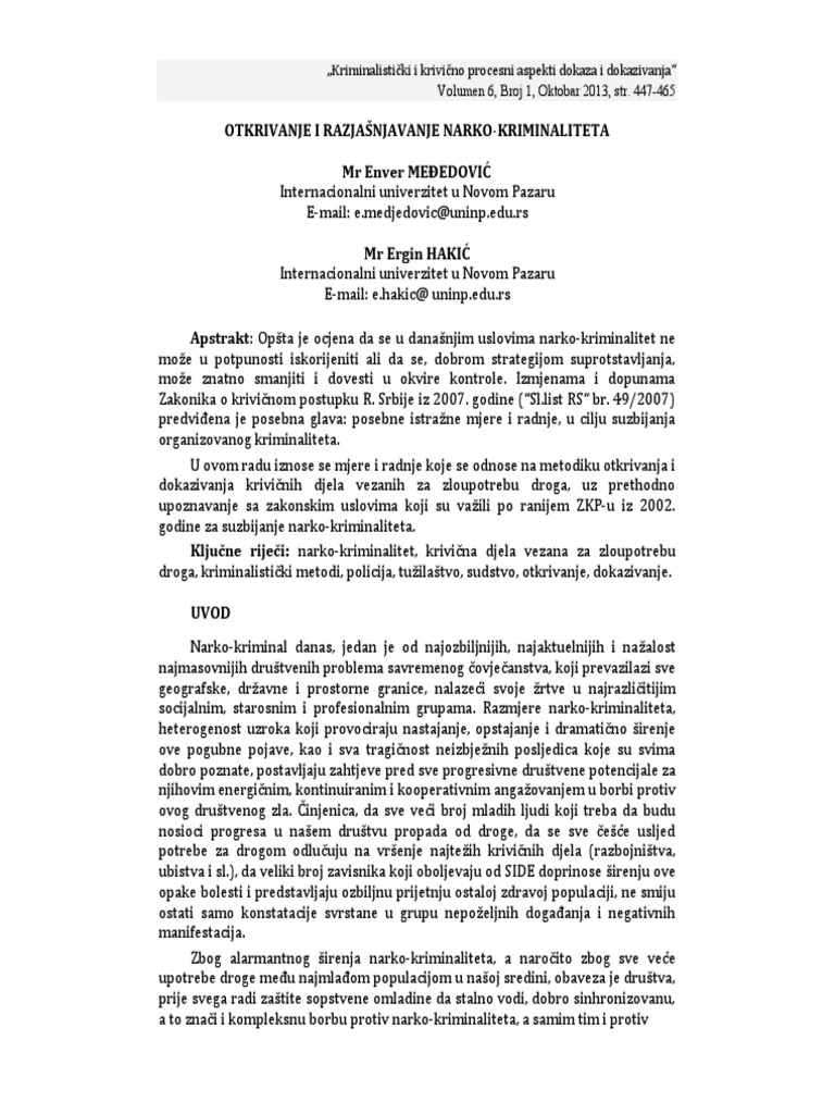 Otkrivanje I Razjasnjavanje Narko Krimin | PDF