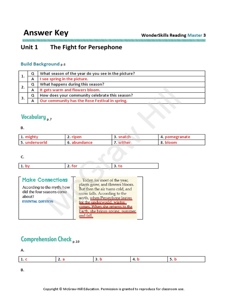 Wonder Skills Studentbook AnswerKey - Master 3 | Download Free PDF | Energy Development | Persephone